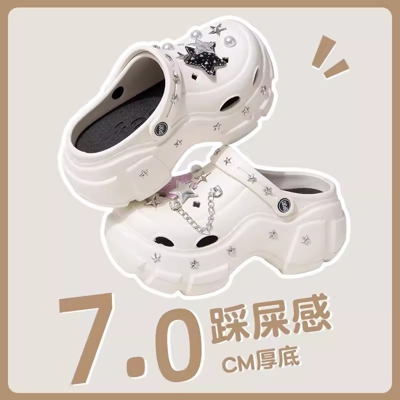 Crocs 7cm Platform Crocodile Shoes for Women/Cute Beach Sandal Korean ...