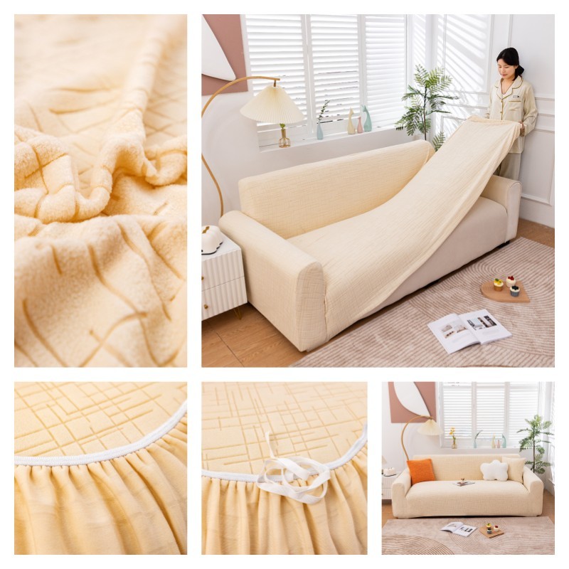 1 PC All-Included Non-Slip Dust-Proof Sofa Cover Plain Color Thickend ...