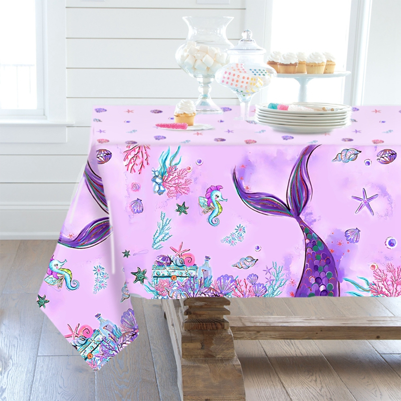 220*130cm Mermaid Tail Tablecloth Little Mermaid Table Cover Mermaid ...