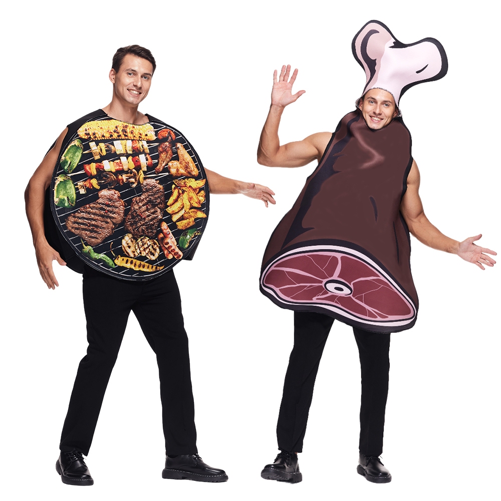 COD Adult Deluxe Grilled Meat Costume Couple Funny Barbecue Halloween ...