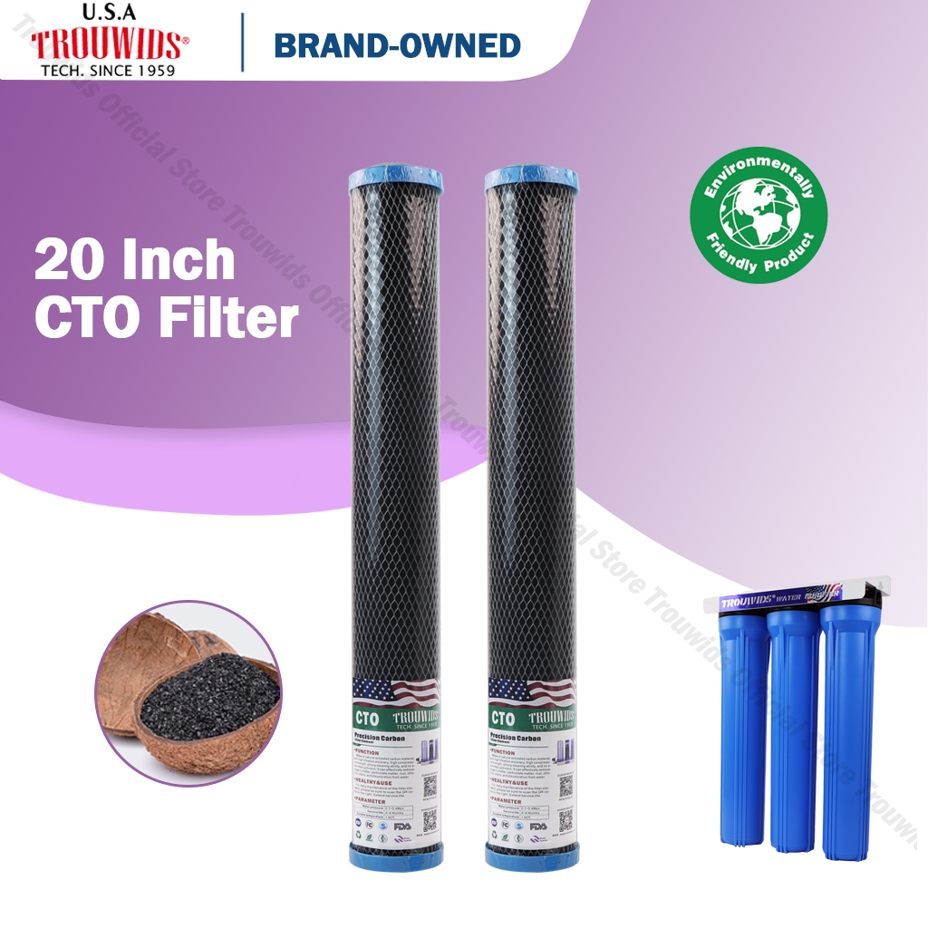 TROUWIDS Activated Carbon Block Water Filter Cartridge 20 Inch | Shopee ...