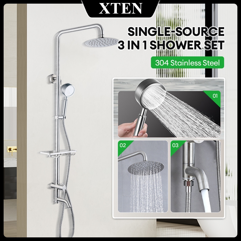 XTEN 304 Stainless Steel Single Point Shower Set with Faucet 3 way ...