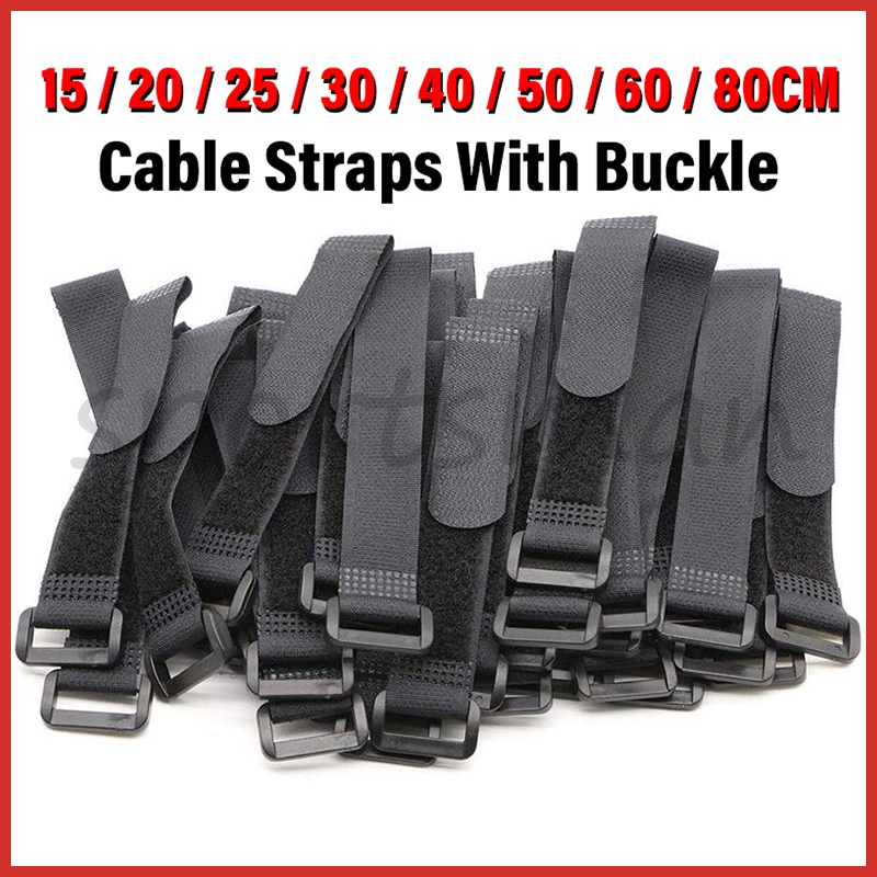 10Pcs Reusable Fastening Cable Straps with Buckle Variety Sizes Multi ...