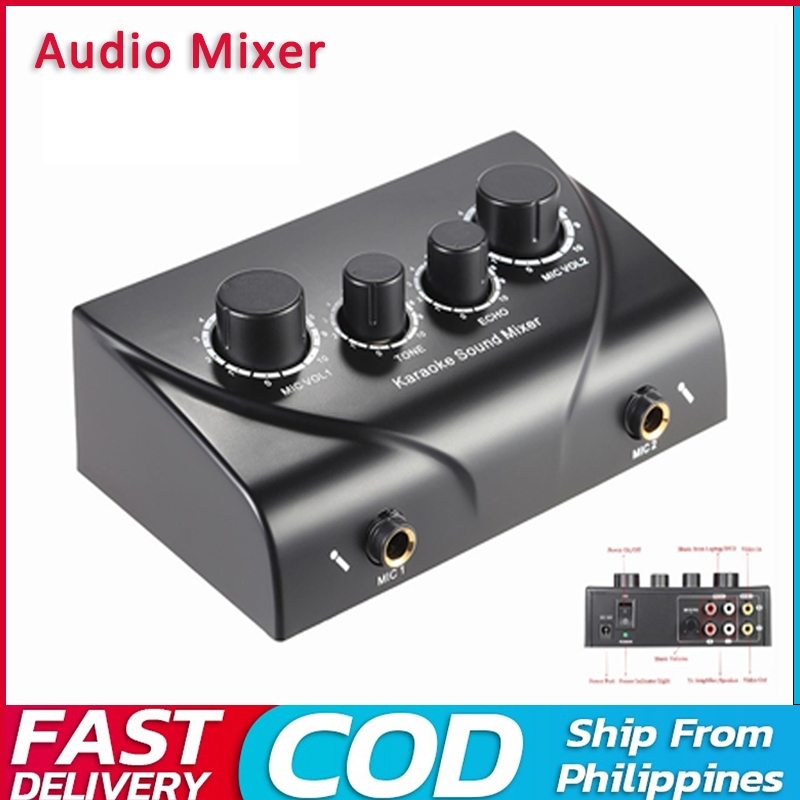 Multifunctional Audio Mixer Amplifier Portable Dual Mic Inputs For Amplifier & Microphone ...