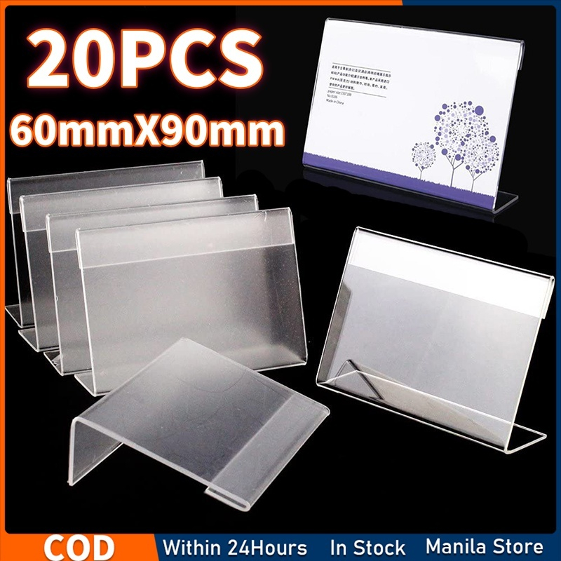 20pcs Acrylic Sign Holder Clear Plastic Table Top Name Card Price Tag ...