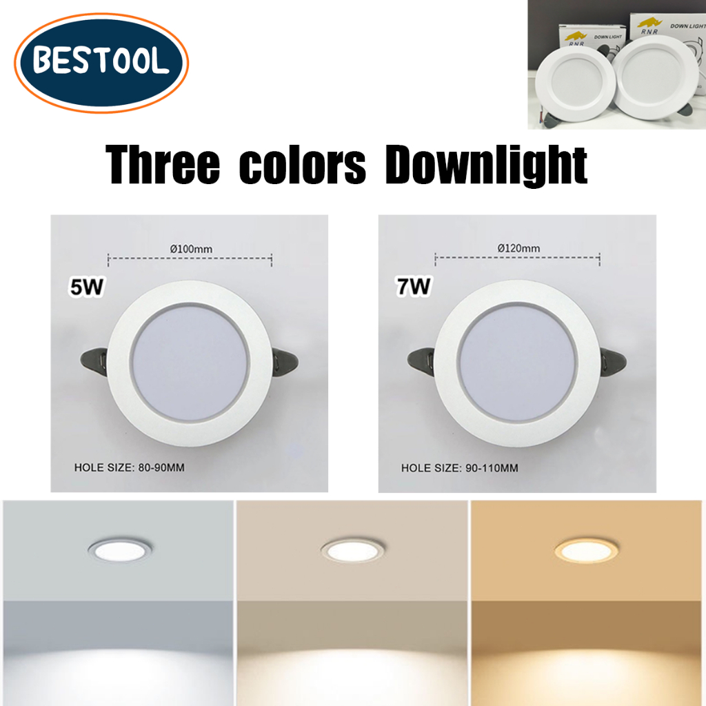 Three colors Downlight Led Ceiling Light 5W/7W Recessed Pin Lights ...