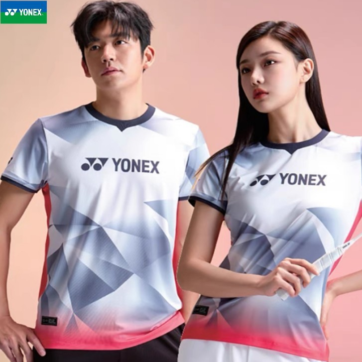 Yonex2024 New Summer Badminton Uniform Quick drying Short sleeved Men's ...