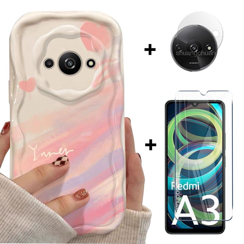 3in1 For Xiaomi Redmi A3 case Gentle wind love smudged cream phone ...
