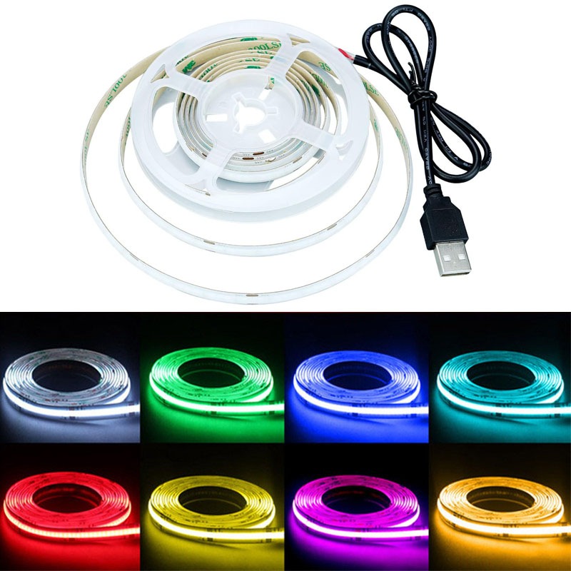 USB COB LED Strip Lights for TV 5V USB Powered LED Tape Lights 320Leds ...