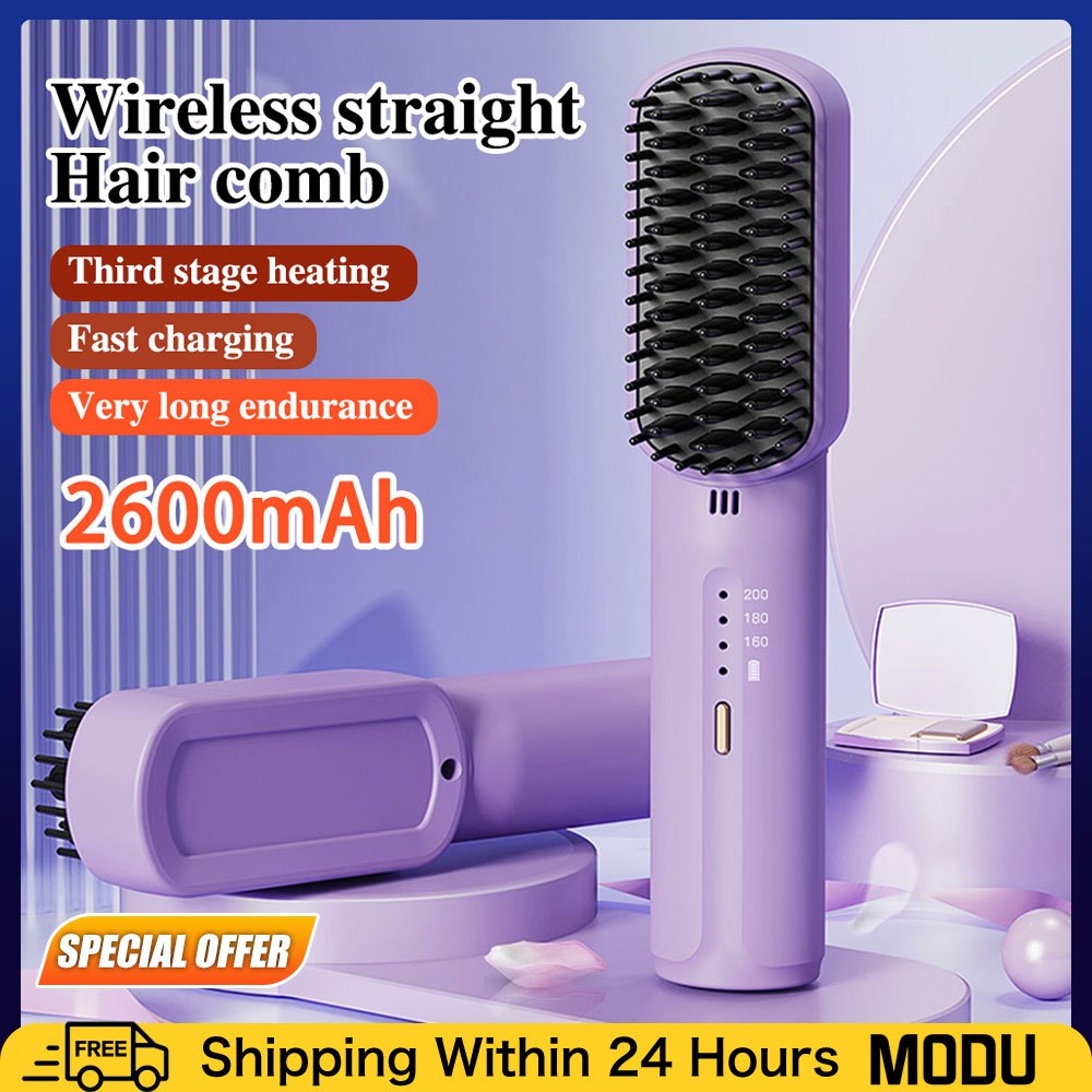 Wireless Ionic Straightening Comb Negative Ion Hair Brush Straightener ...