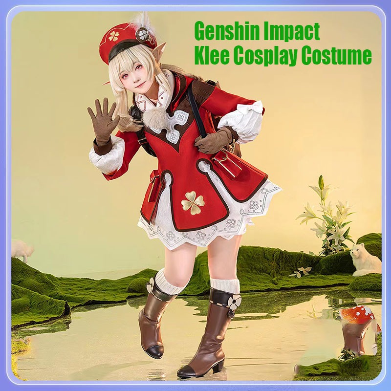 Genshin Impact Klee Cosplay Costume Wig Klee Kids Outfits Dress ...