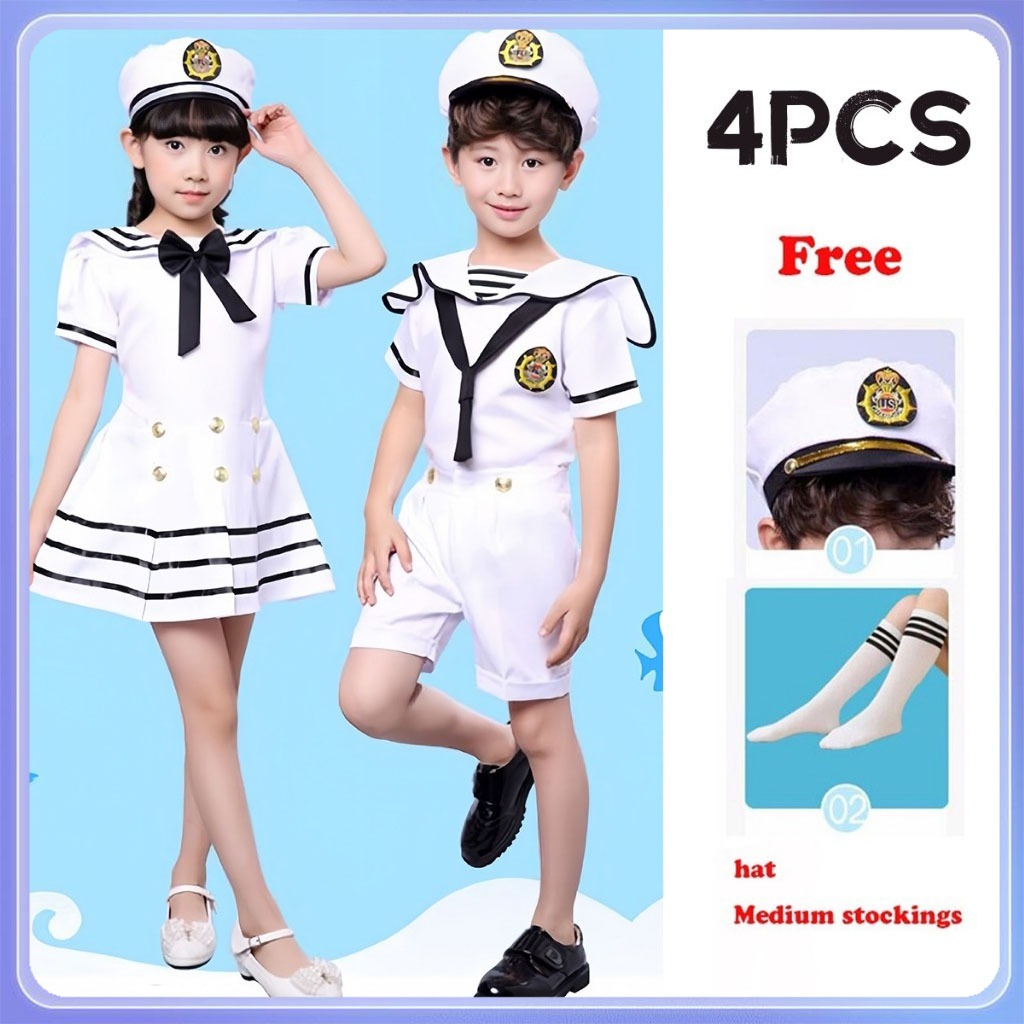 Kids Costumes for Navy Sailor Uniform Hat Halloween Cosplay Girls Party ...