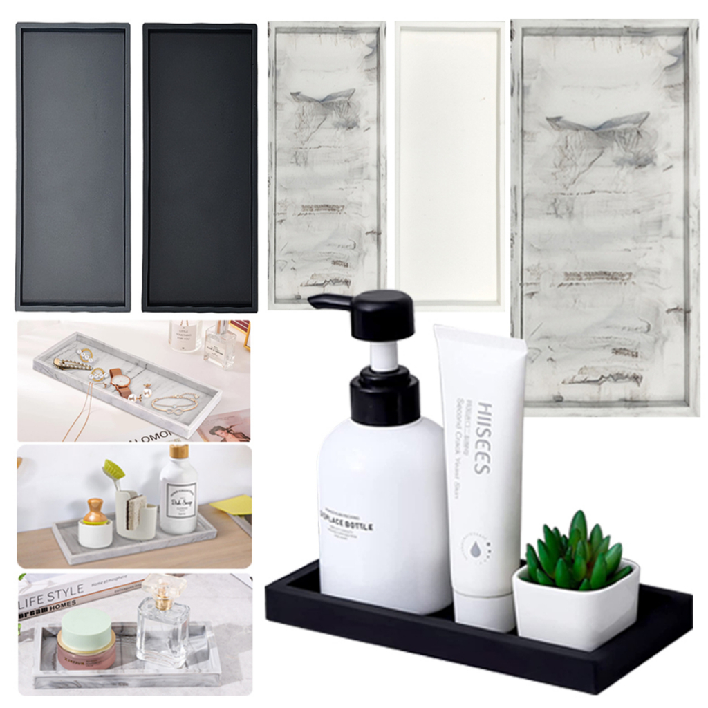 2 Sizes Silicone Soap Dispenser Tray Bathroom Vanity Storage Tray for ...