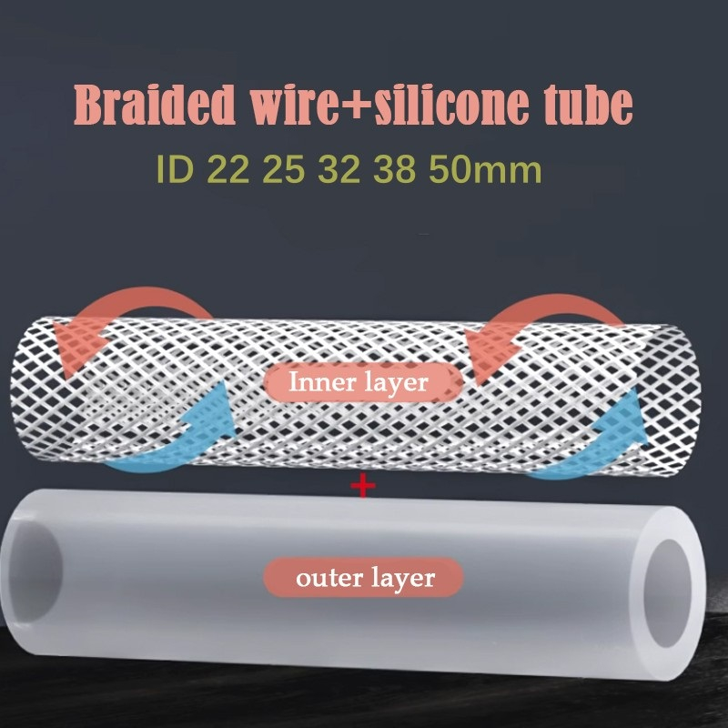 ID 22-50mm Food Grade Silicone Hose Double Layer Braided Rubber Hose ...