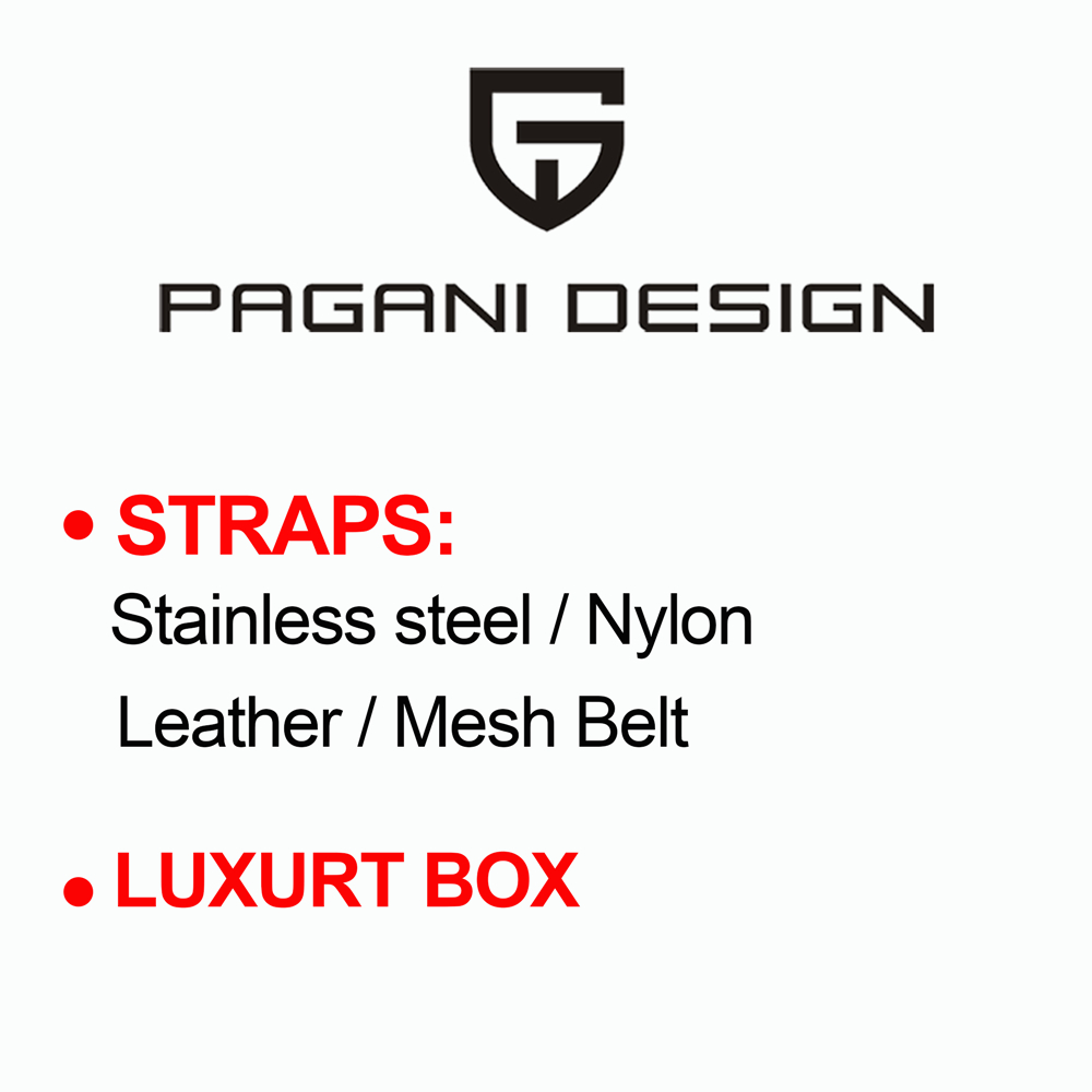 PAGANI DESIGN Stainless Steel/Nylon/Leather/Mesh belt Strap/Luxury Box ...