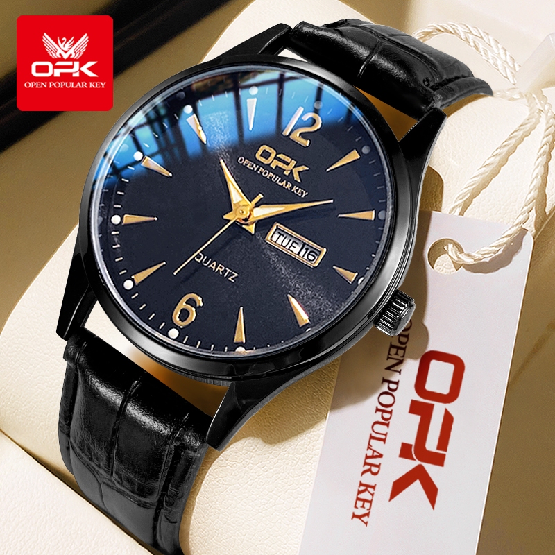 OPK Leather Watch For Men Original Waterproof With Box 8138 | Shopee ...