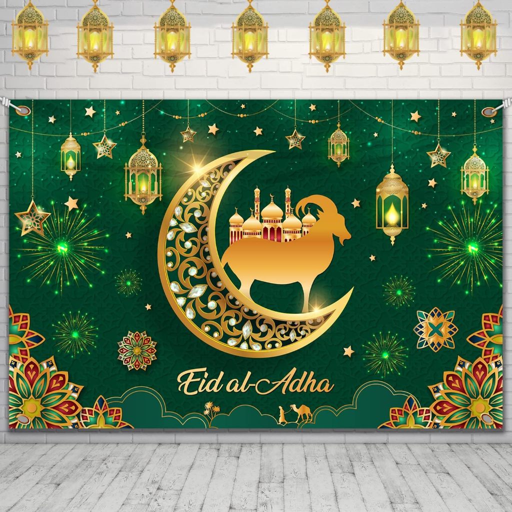 Eid Mubarak Backdrop Banner decorations Green Eid Ramadan Background ...