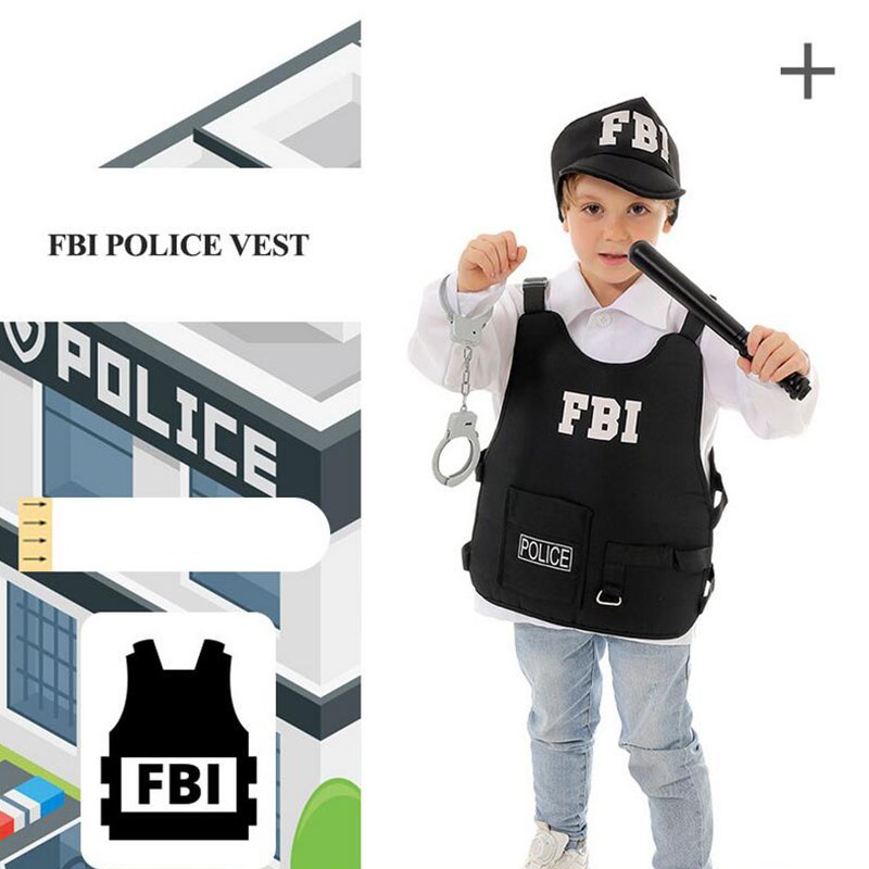 Children FBI SWAT Suits Cosplay Clothing Halloween Role Play Party ...