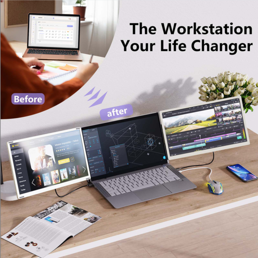 OFIYAA S6 15.6-inch Screen Extender Rotatable Removable Laptop Splitter ...