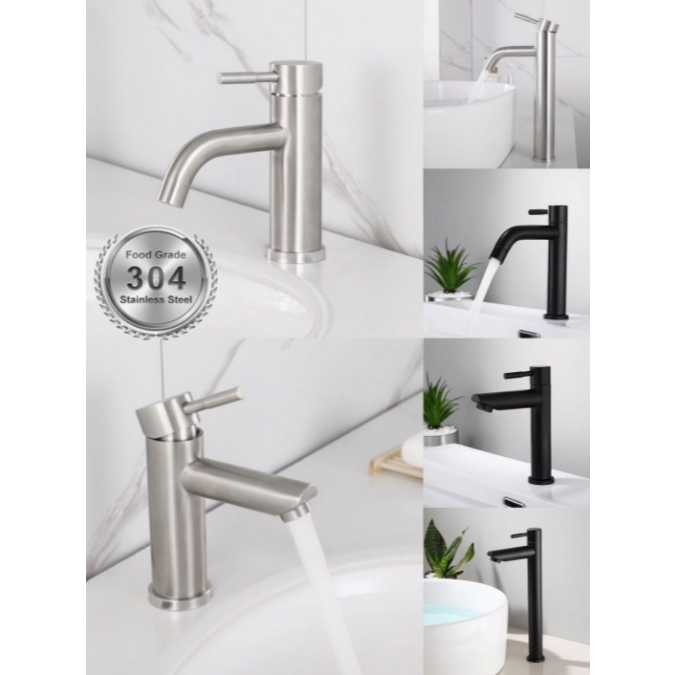 SUS304 Faucet Bathroom Lavatory Basin Steel Bathroom Wash Sink Faucet ...