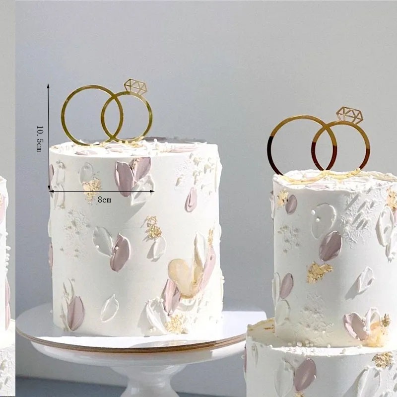 Gold Ring Acrylic Cake Toppers Insert Proposal Engagement Acrylic ...