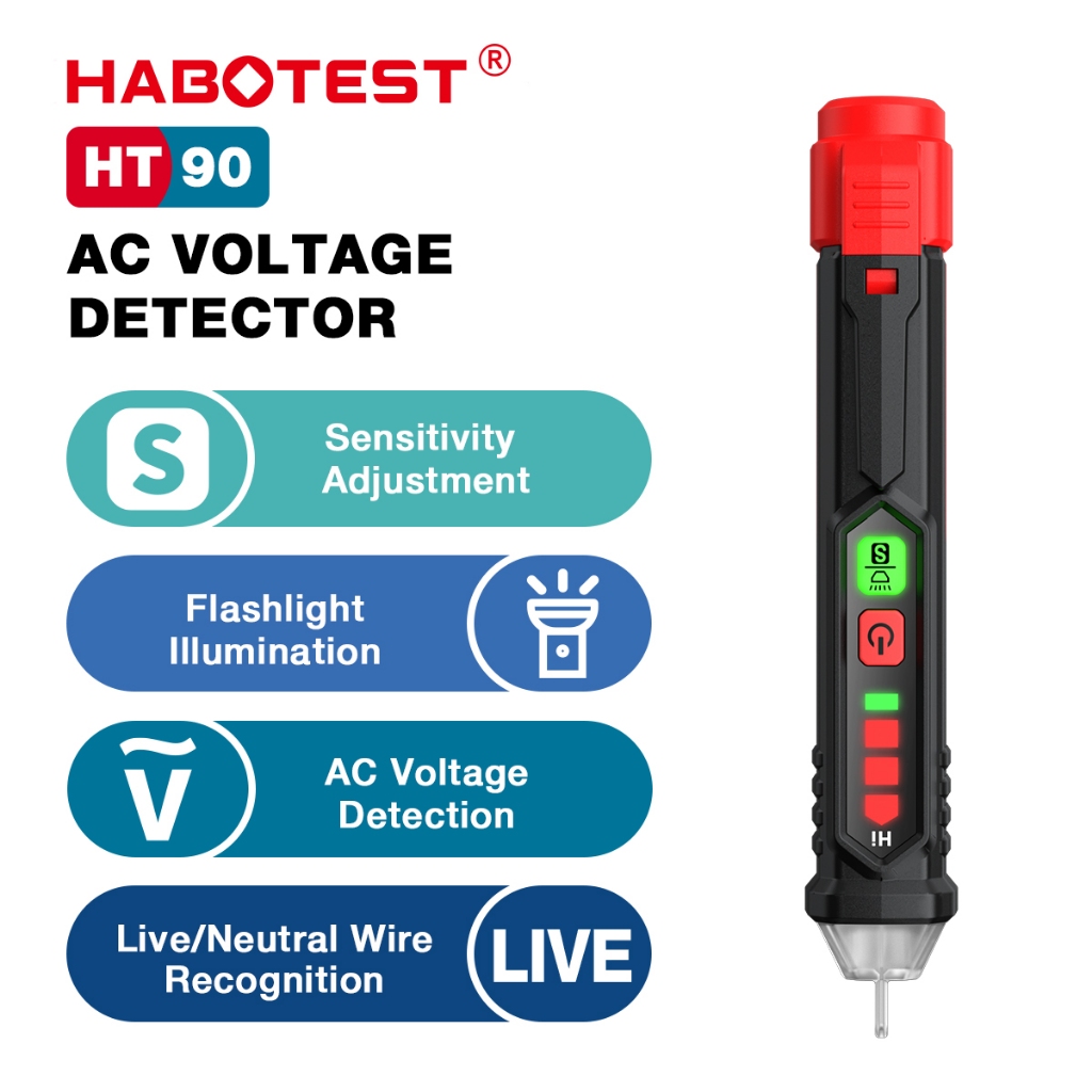 HABOTEST HT90 AC Voltage Detector 12V/48V~1000V NCV Intelligent Test ...