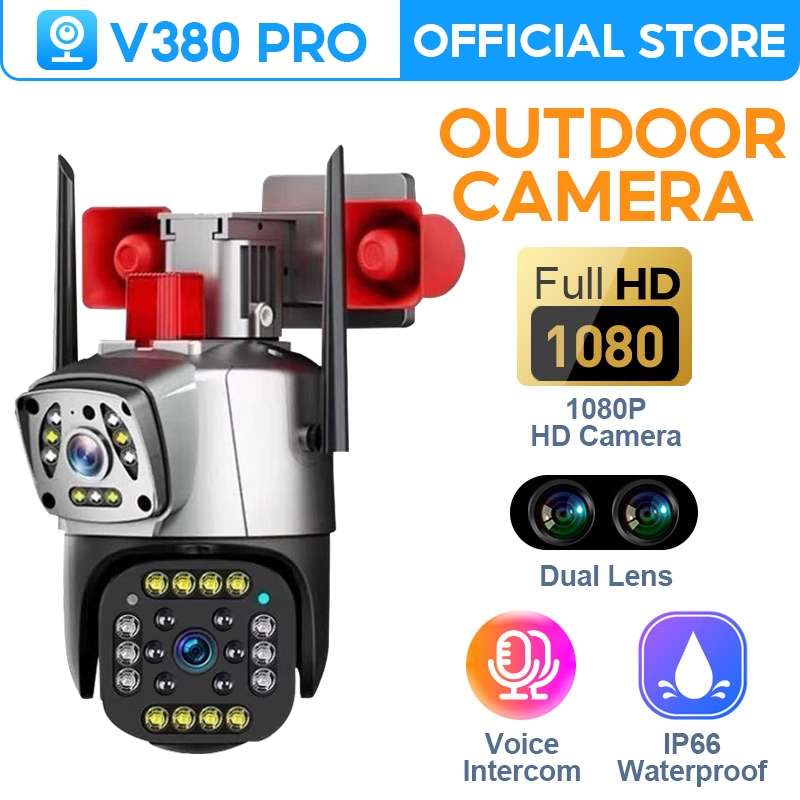 V380 PRO Outdoor CCTV Camera WiFi Connect 360 Panoramic Dual Lens Smart ...