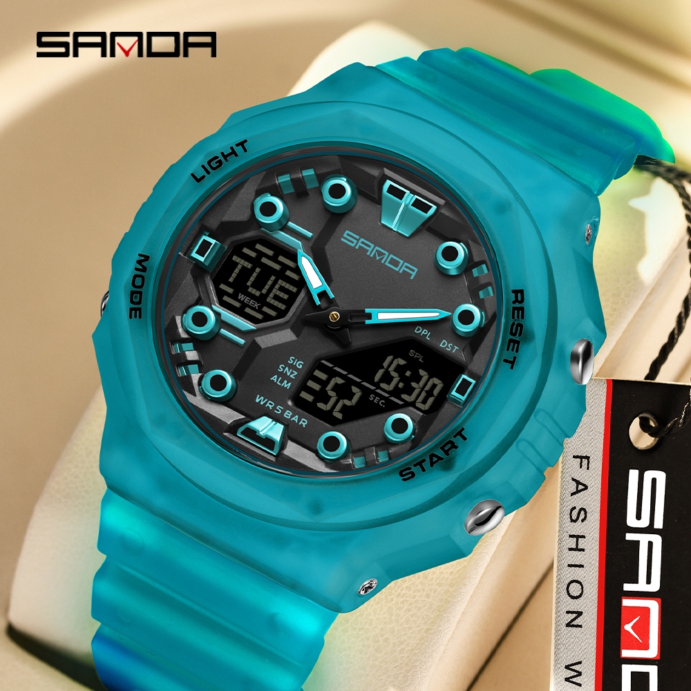 SANDA 6200 New Men's Electronic Watch Multi functional Alarm Clock ...
