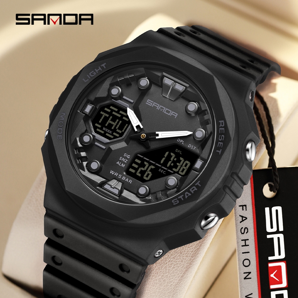 SANDA 6200 Fashion Student Electronic Watch Multi functional Alarm ...