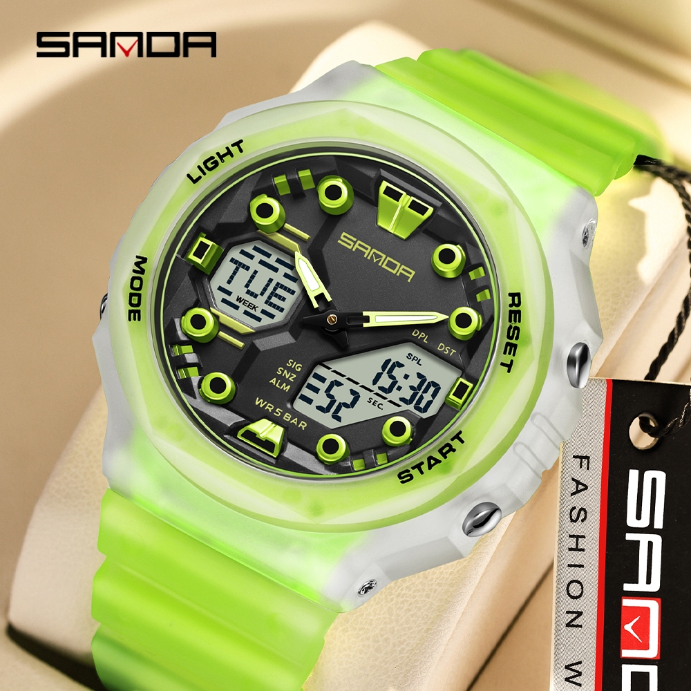 SANDA 6200 New Men's Electronic Watch Multi functional Alarm Clock ...