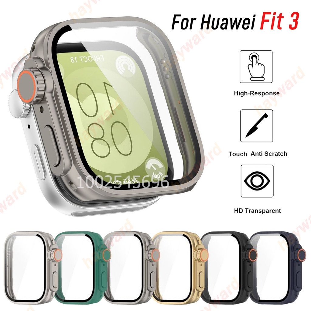 Tempered Glass Case For Huawei Watch Fit 3 Smart Watch Strap Protective ...