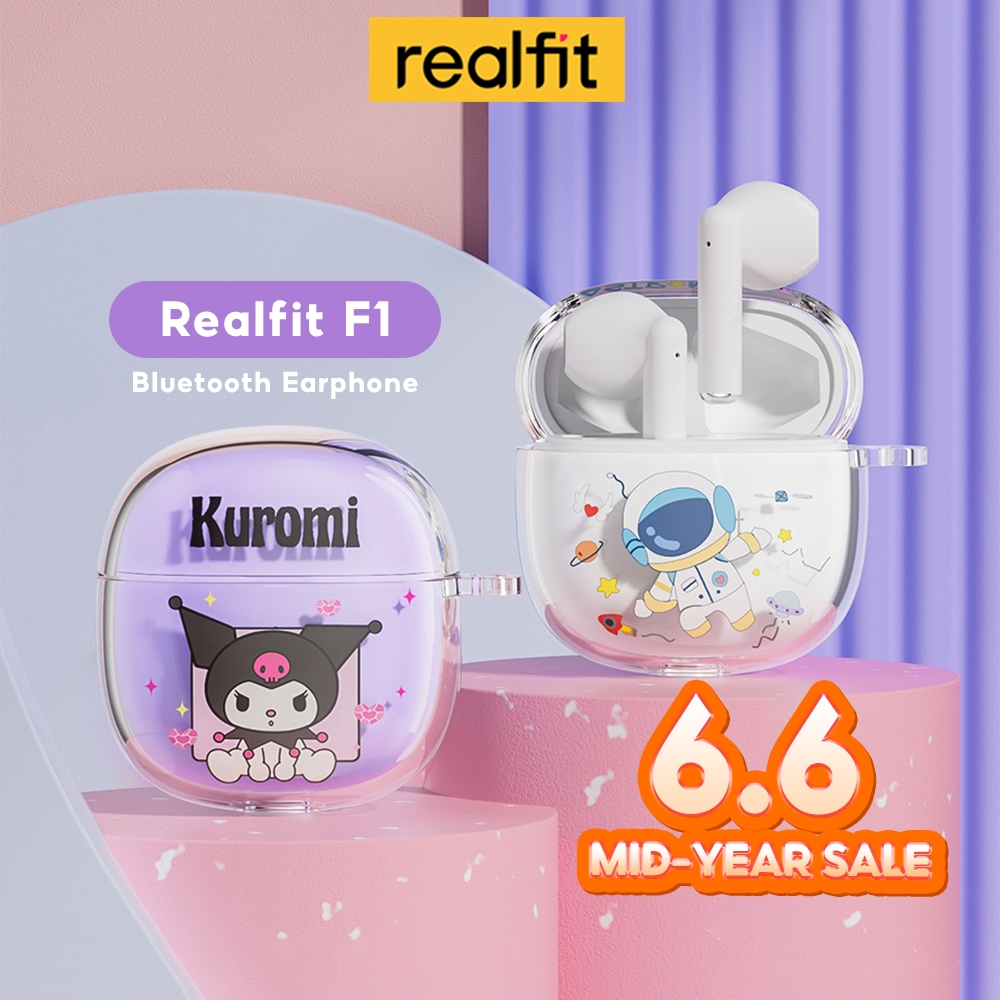Realfit F1 Bluetooth Earphone with Cute Case Mini Wirless Earbuds with ...