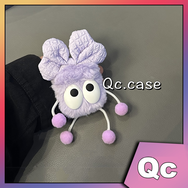 「Qc」Cute plush purple big-eyed doll airpod case airpods case airpods 2 ...