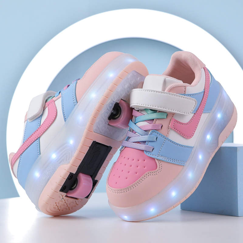 New double-wheeled led rechargeable luminous shoes adult teenager ...