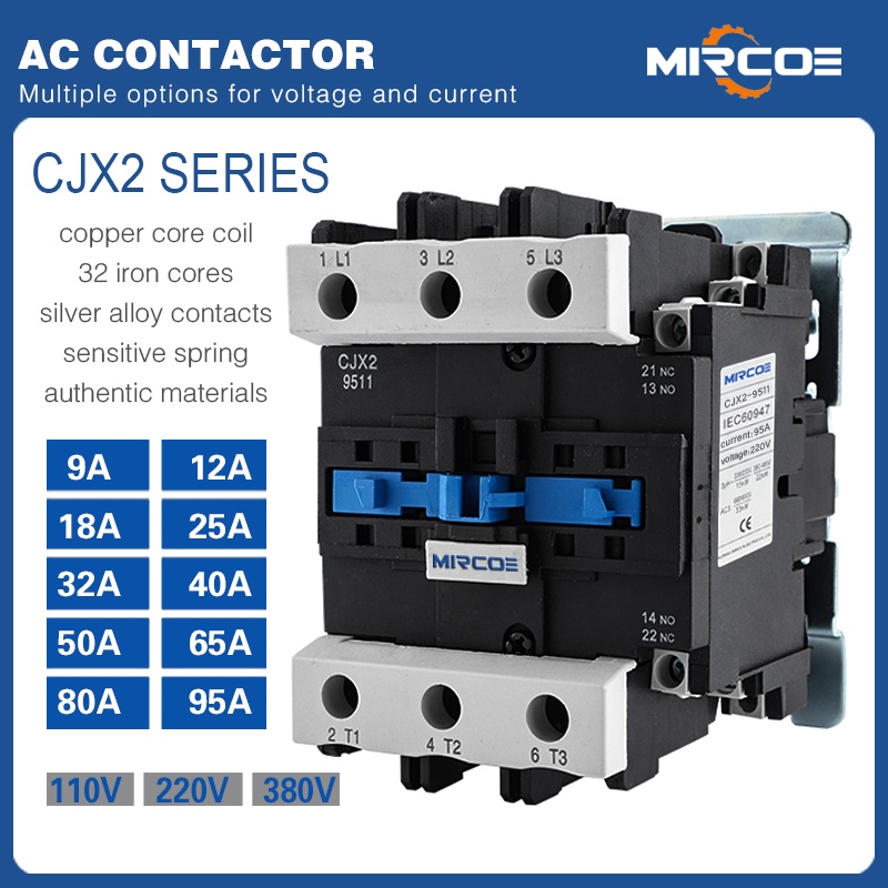 65A to 95A AC Magnetic Contactor CJX2(LC1-D) for Motor Starter and Electrical Control Panel 220V ...