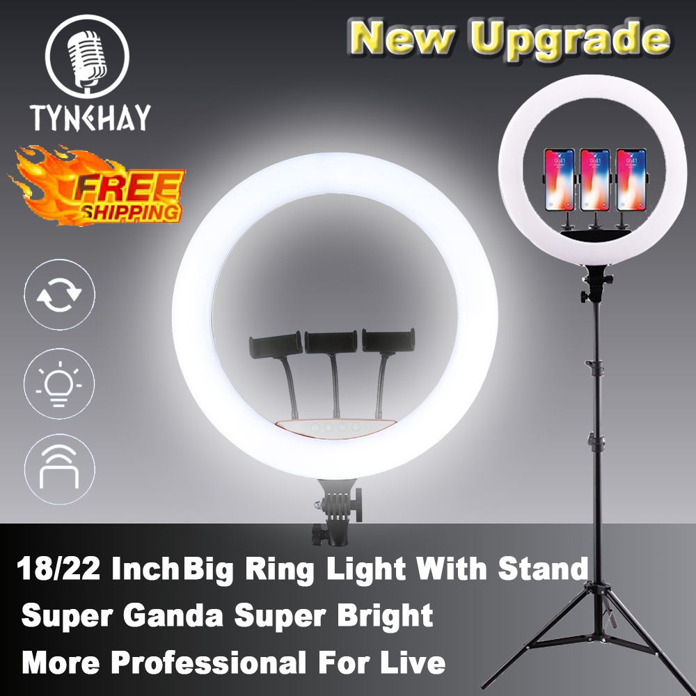 TyneHay 45/56cm Big Ring Light With 2.1m Stand LED Ring Light With ...