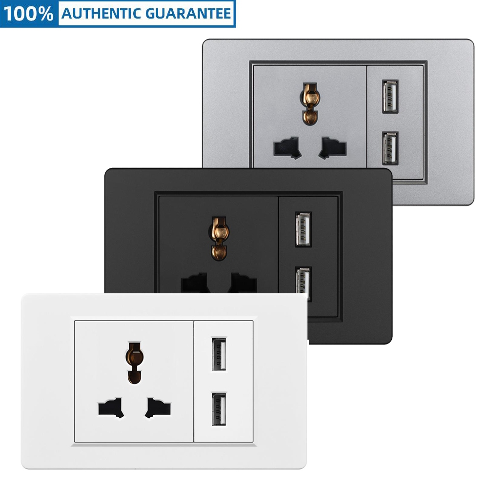VISWE usb socket wall socket universal socket 3 pin socket black socket white socket grey socket ...