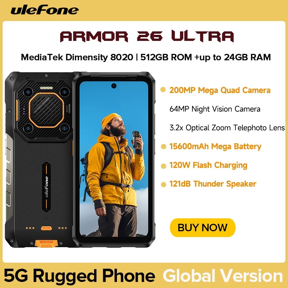 Ulefone Armor 26 Ultra Rugged Waterproof Smartphone 5G 120W 15600mAh ...