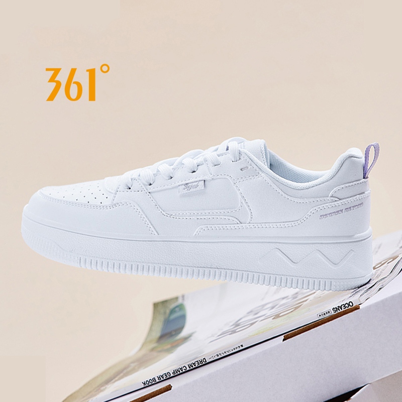 361 Degrees AF1 Women White Shoes Board Shoes Couple Thick-Soled Casual ...