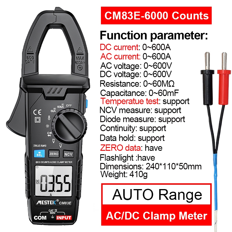 DC Clamp Meter DC Clamp Multimeter AC DC Current Clamp On-off Buzzer ...