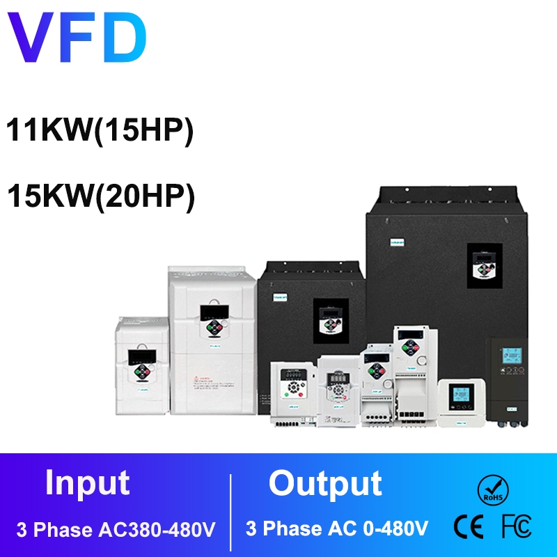 15hp 20hp VFD Heavy-load 3-phase Frequency AC Drive 380V Inverter 7.5KW ...