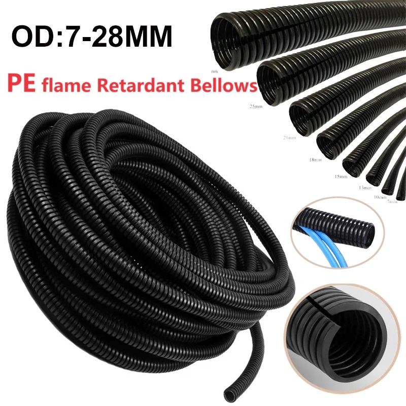 PE flame retardant bellows PE insulated corrugated pipe line pipe hose ...