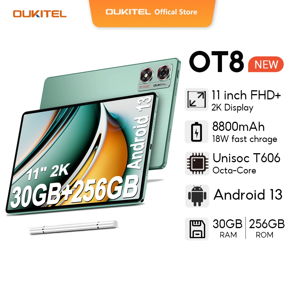 OUKITEL OT8 Tablet 30GB+256GB 11'' FHD+ 2K TÜV 8800mAh Quad Speaker ...