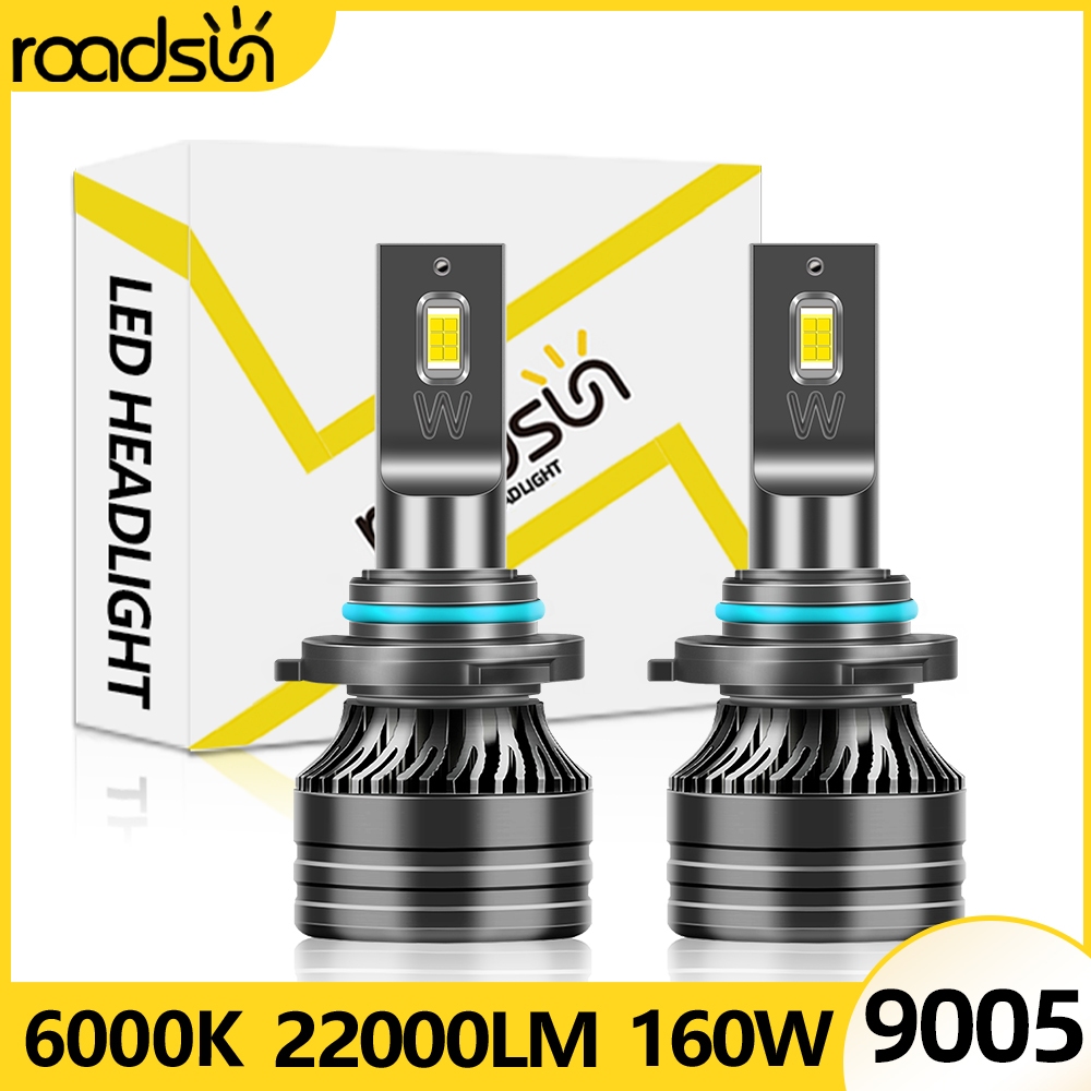 Roadsun 2Pcs 9005 LED Headlight Canbus 160W 22000LM Super Brightness ...