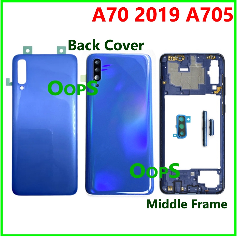 For Samsung A70 2019 A705 LCD Middle Frame Back Door Battery Cover Case ...