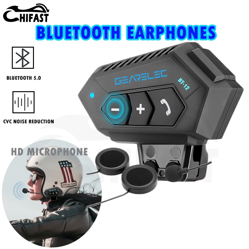 HIFAST BT12 Motorcycle Helmet Bluetooth Headset Motorbike Wireless ...
