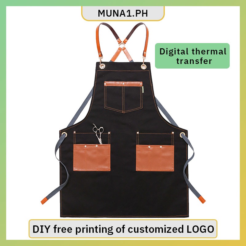 Apron denim custom logo milk tea coffee shop restaurant hairdressing ...
