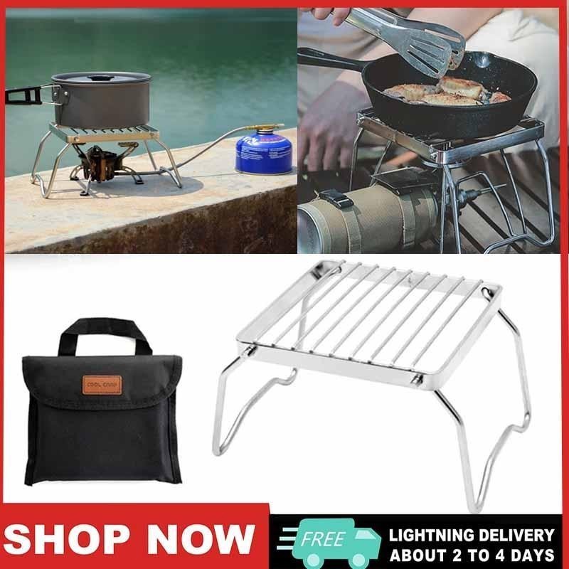 Outdoor Portable Camping BBQ Pot Stand Stainless Steel Folding Stove ...