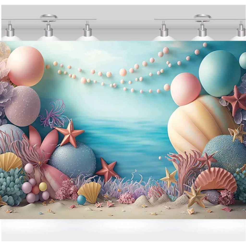 7x5ft Under The Sea Coral Pearl Photography Background for Baby Shower ...