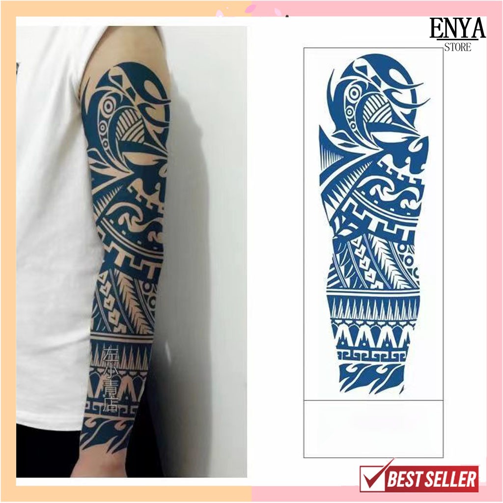 Full arm herbal tattoo stickers waterproof long-lasting male big flower ...